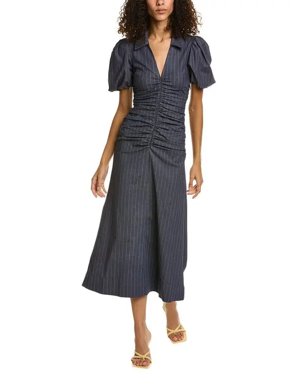 Buy GANNI Pinstripe Maxi Dress - Blue At 54% Off | Editorialist
