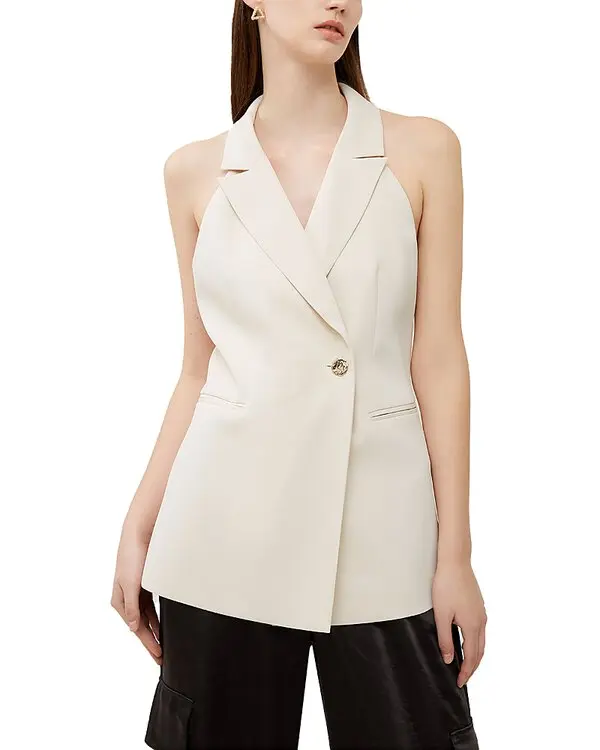 French Connection Harrie Sleeveless Blazer Top - Classic Cream