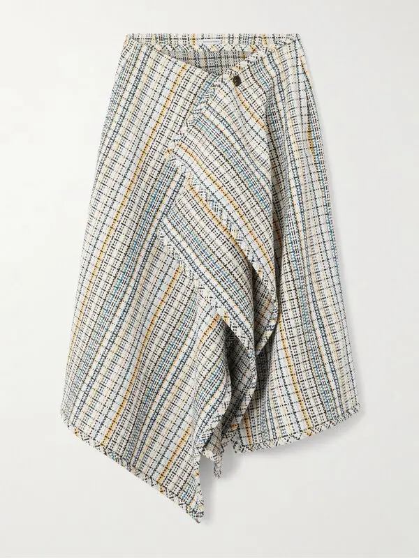 Bottega Veneta Wrap-effect Checked Midi Skirt