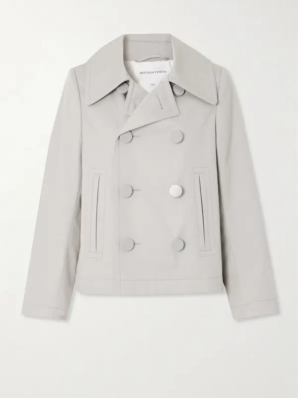 Bottega Veneta Double-breasted Cotton-twill Jacket - Gray