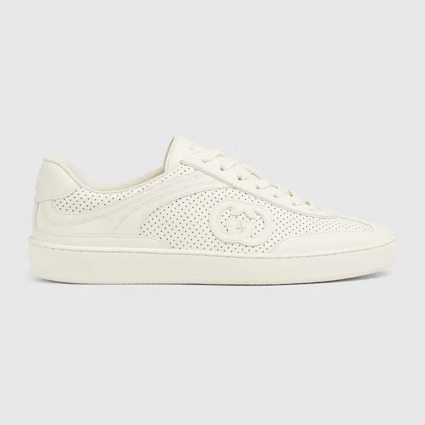 Gucci Leather Sneakers With Interlocking G - White