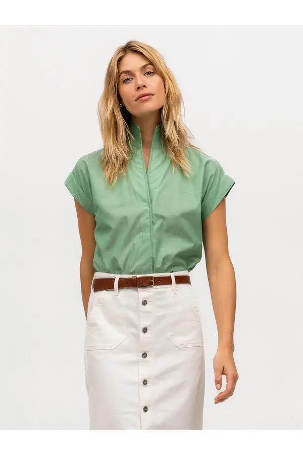 SARAH ALEXANDRA Cap Sleeve Tunic Shirt - Lime
