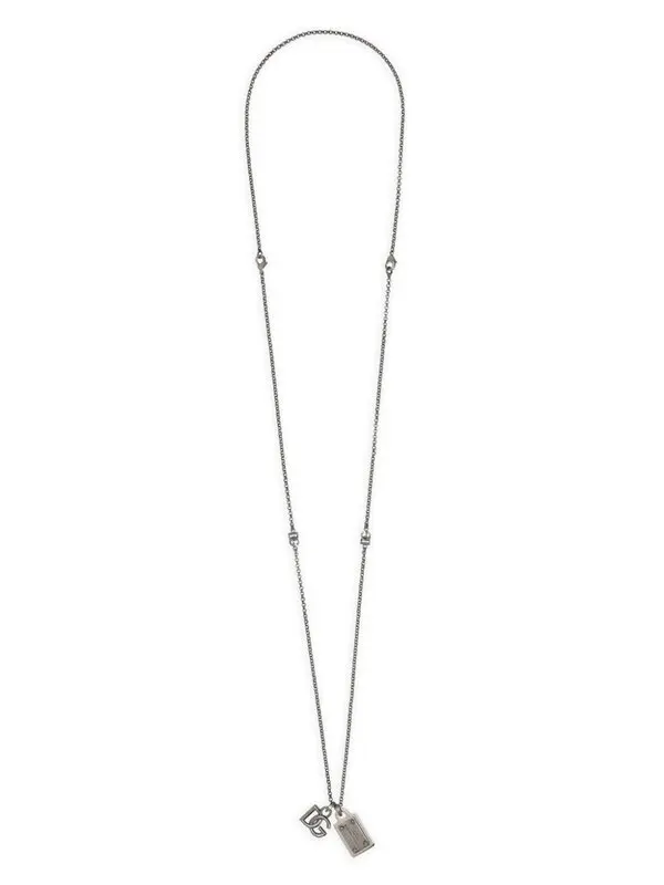 Dolce & Gabbana Logo-plaque Dog-tag Necklace - Silver