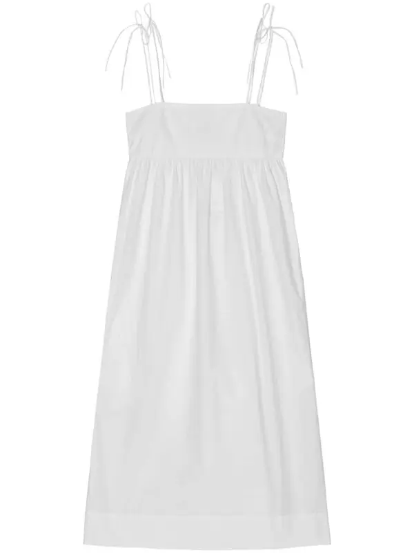 GANNI Cotton Poplin String Midi Dress - White