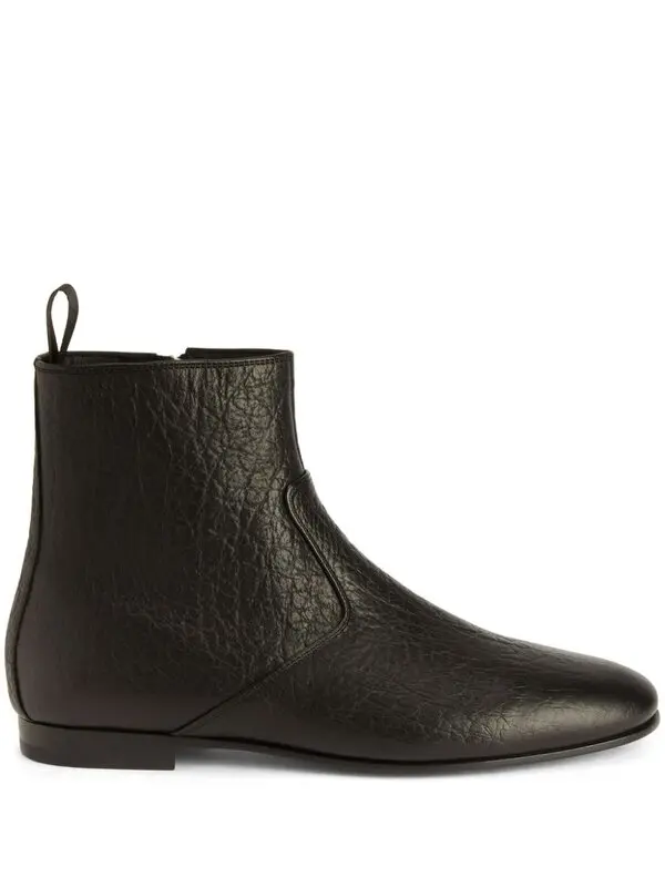 GIUSEPPE ZANOTTI Ron Leather Ankle Boots - Black