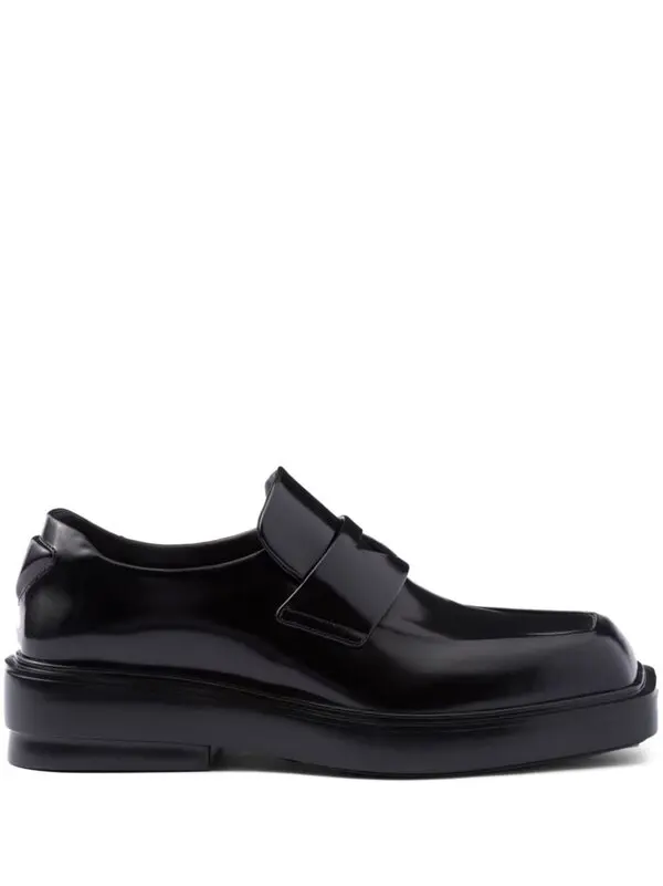 Prada Triangle-patch Leather Loafers