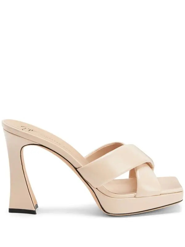 GIUSEPPE ZANOTTI 85mm Stacee Leather Sandals - Neutrals