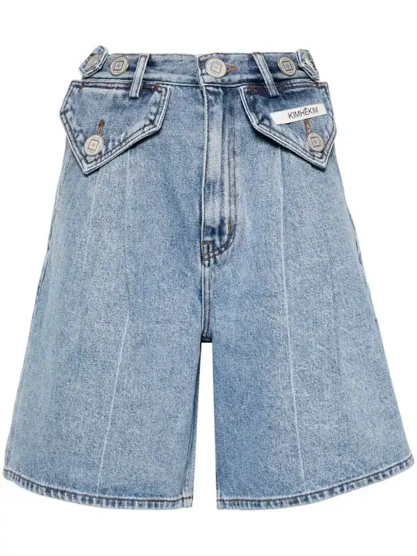 パンツ TWO POCKETS DENIM SHORTS KIMHEKIM Kimhekim Button-Embellished Denim Shorts In Blue - 41% Off