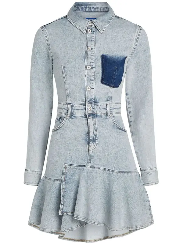 Karl Lagerfeld Ruffle-hem Denim Minidress - Blue