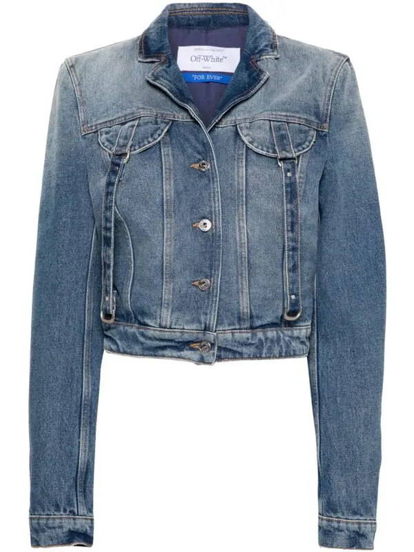 Off-White Strap-detailing Cropped Denim Jacket