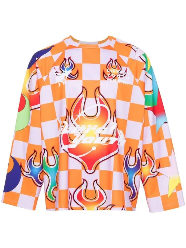 LIBERAL YOUTH MINISTRY Graphic Checkerboard-print Sweatshirt