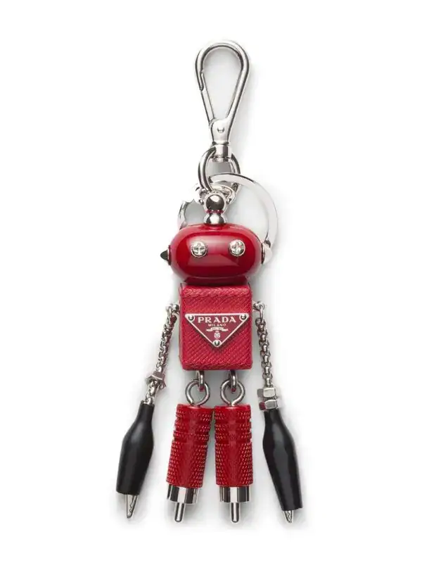 Prada Triangle-Logo Robot Keychain Red Editorialist