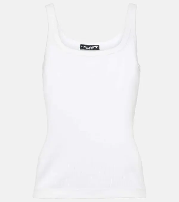 Dolce & Gabbana Ribbed-knit Cotton Tank Top - White