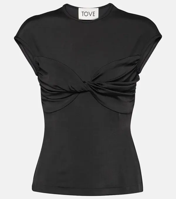 Tove Paola Twist-detail Jersey Top - Black