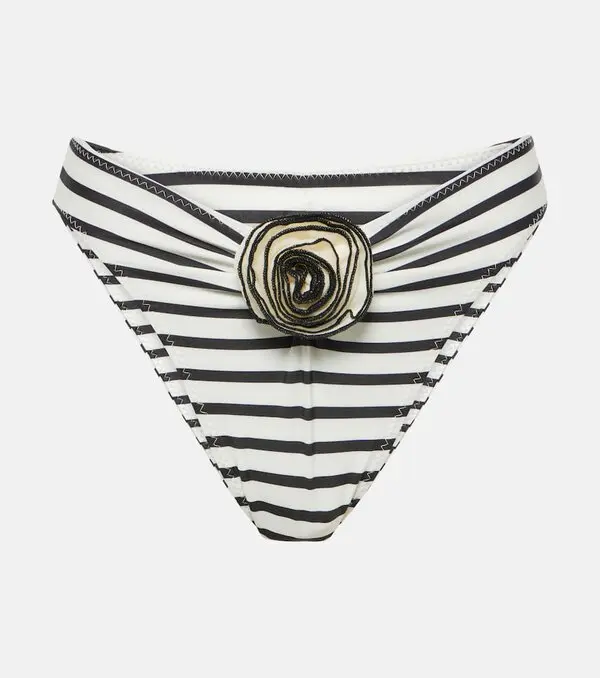 SAME Rose Striped High-rise Bikini Bottoms