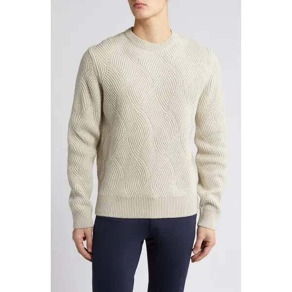 BOSS CAMEL Boss Mezzo Wool & Cashmere Crewneck Sweater - Light Beige