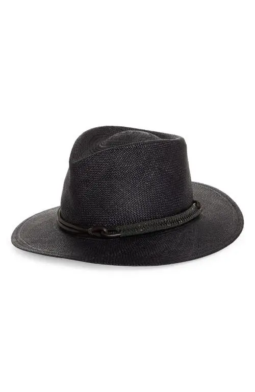 Brunello Cucinelli Raffia Hat With Monili Beading - Ceb32 Black