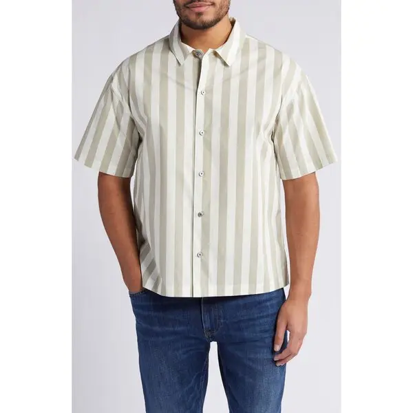 FRAME Stripe Camp Shirt - Smoke Beige Stripe