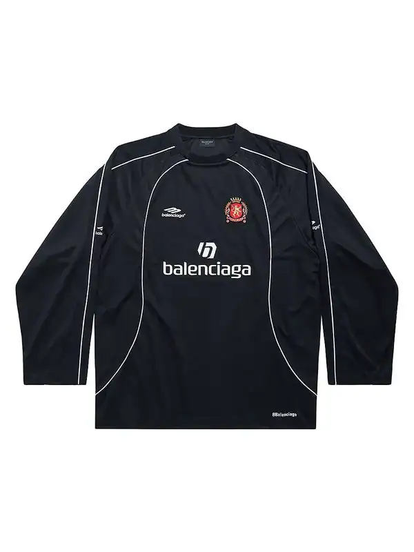 Balenciaga Paris Soccer Long Sleeve Oversized T-shirt - Black