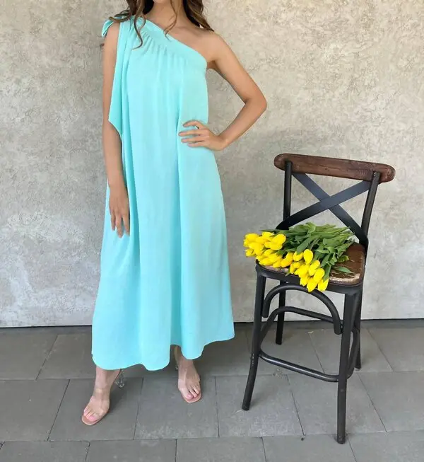Buy Carole's Collections One Shoulder Dress In Aqua - Blue At 36% Off ...
