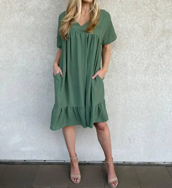 Buy Carole's Collections Flowy Dress In Sage - Multi At 37% Off ...