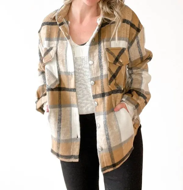 Buy Miss Sparkling Shackin' Up Plaid Shacket In Mustard - Yellow At 42% ...