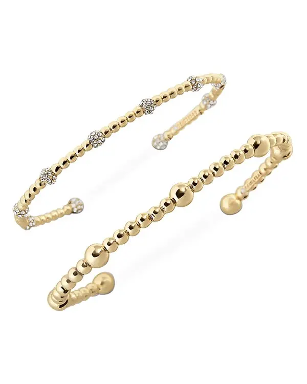 Baublebar Chloe Pave Beaded Cuff Bracelet In Tone, Set Of 2 - Gold | Editorialist