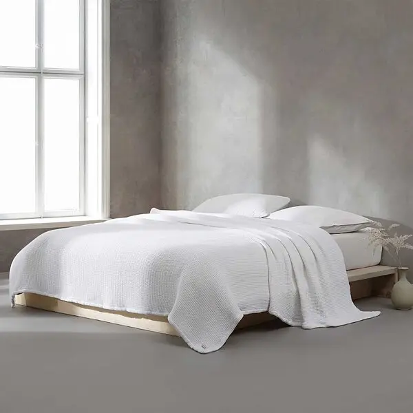 Calvin Klein Honeycomb Cotton Blanket - White