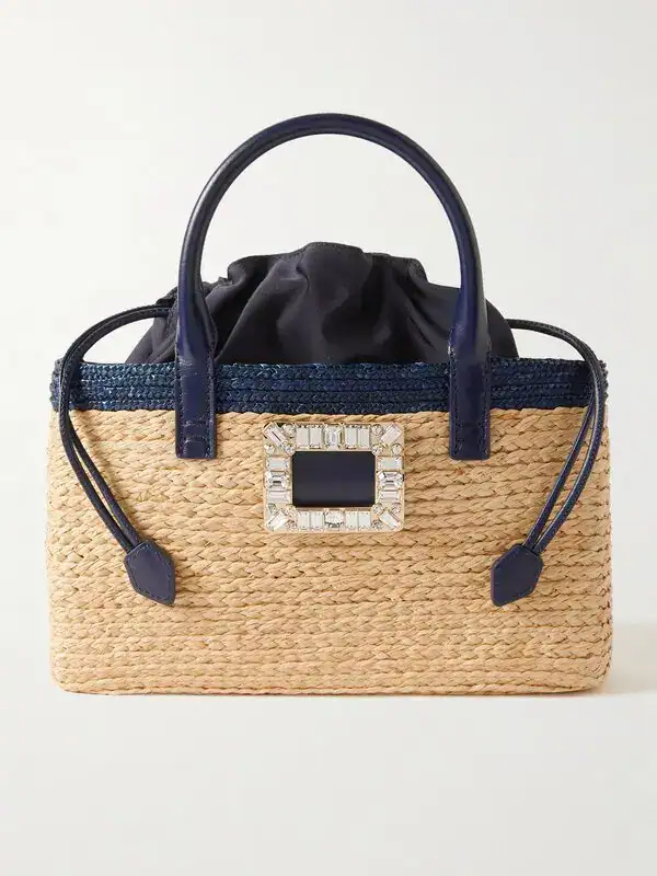 Roger Vivier Viv Skate Raffia Tote - Blue | Editorialist