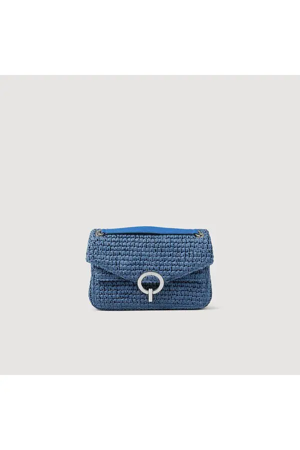 Sandro Raffia Yza Bag - Blue | Editorialist