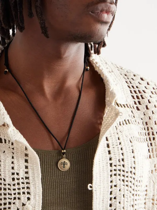Jacquie Aiche Thunderbird 14-karat Enamel And Cord Pendant Necklace