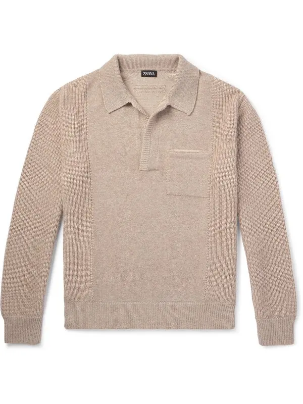 Zegna Ribbed Silk, Cashmere, Cotton, And Linen-blend Sweater