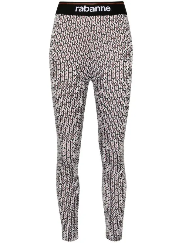 Rabanne Bodyline Monogram-jacquard Leggings - Black
