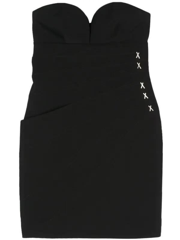 GENNY Rhinestone-embellished Pleat-detail Minidress