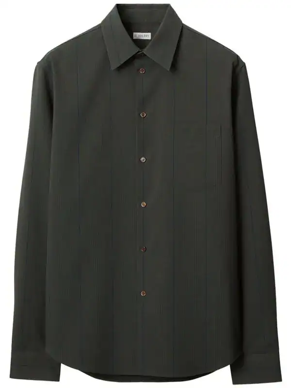 Burberry Striped Wool Shirt - Black - 57% Off | Editorialist