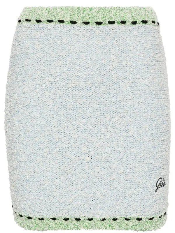Gcds Logo-embroidered Bouclé Mini Skirt