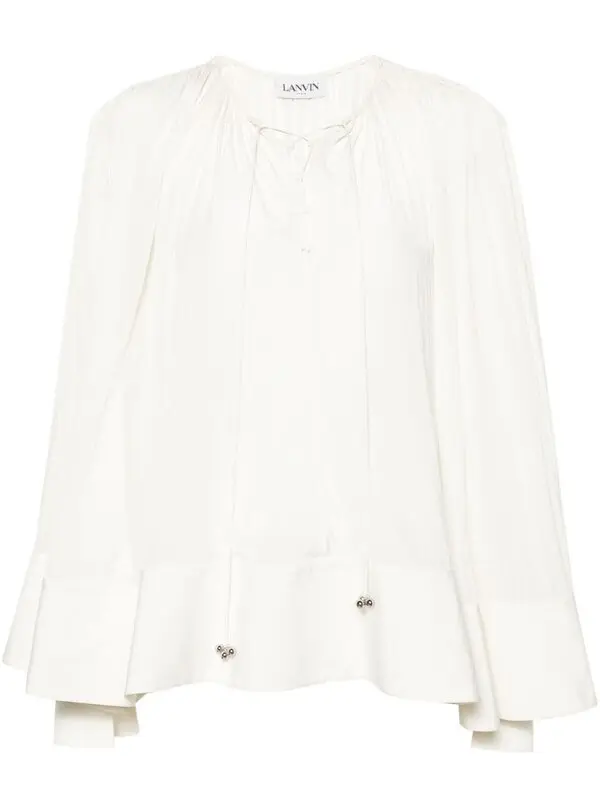 LANVIN Gathered Drop-shoulder Kaftan - Neutrals