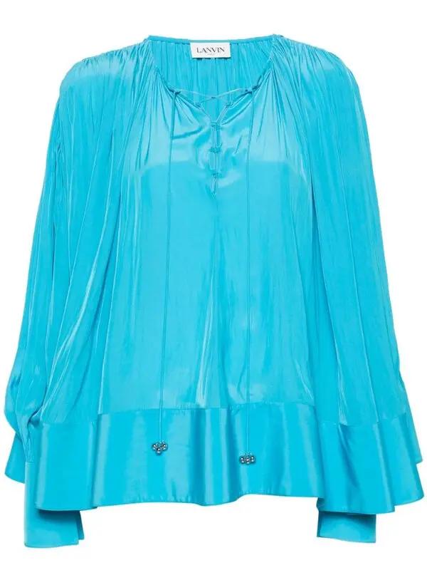 LANVIN Gathered Drop-shoulder Kaftan - Blue