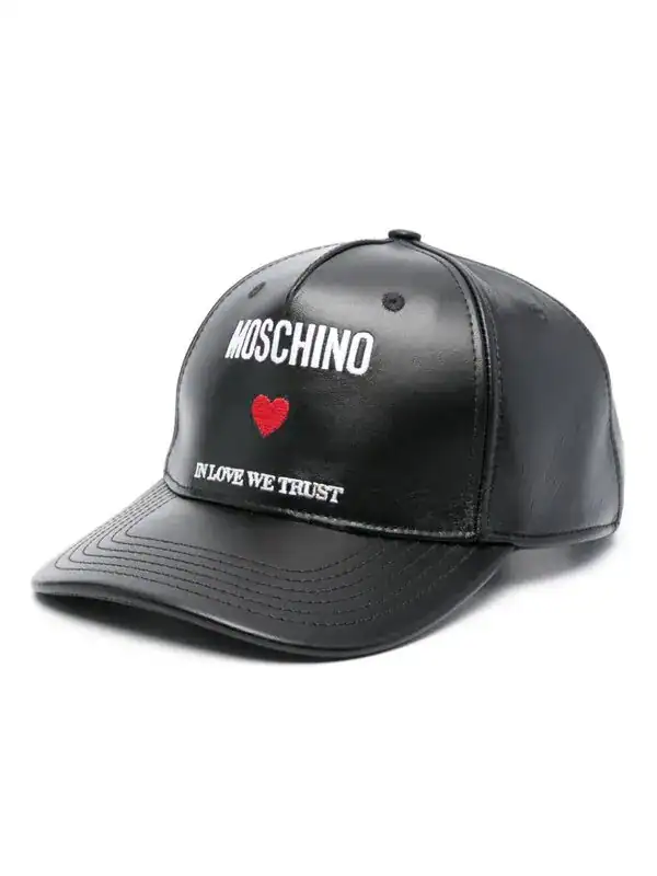 Leather Moschino cap Black Moschino Black Leather Logo Cap Moschino main image 2