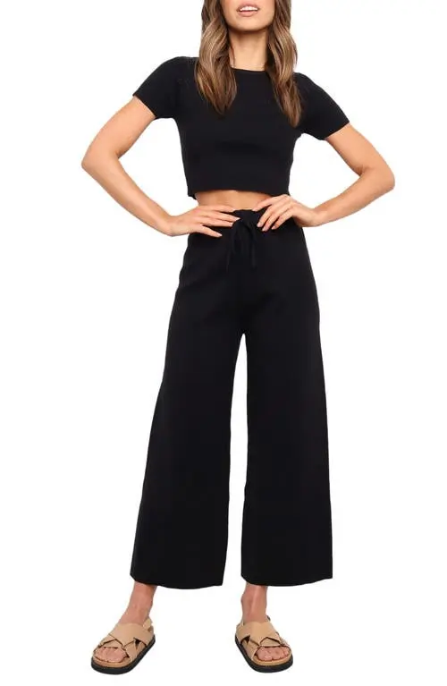 PETAL & PUP Ayers Crop Top And Wide Leg Pants Set - Black