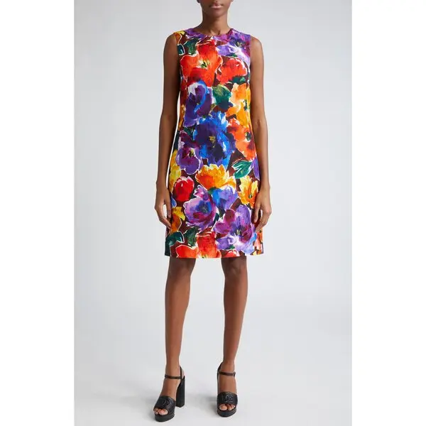 Dolce & Gabbana Abstract Floral Print Sleeveless Sheath Dress - Hm4yefiori Astr.f.marrone
