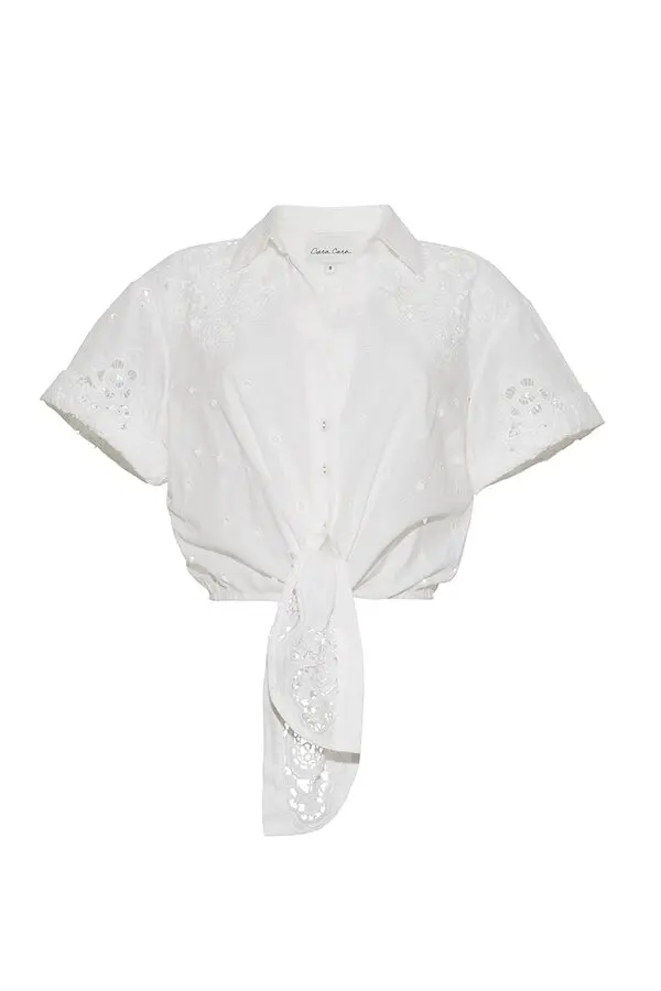 Cara Cara Asbury Top - White Embroidered Eyelet