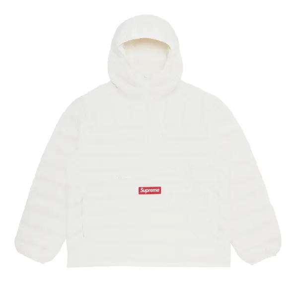 Supreme Micro Down Half Zip Hooded Pullover - White