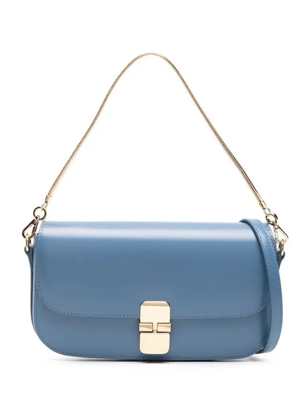 A.p.c. Grace Chaine Leather Clutch - Blue