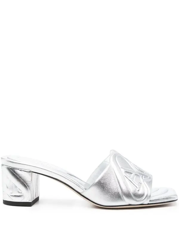 Alexander McQueen Seal Embossed Metallic Sandals