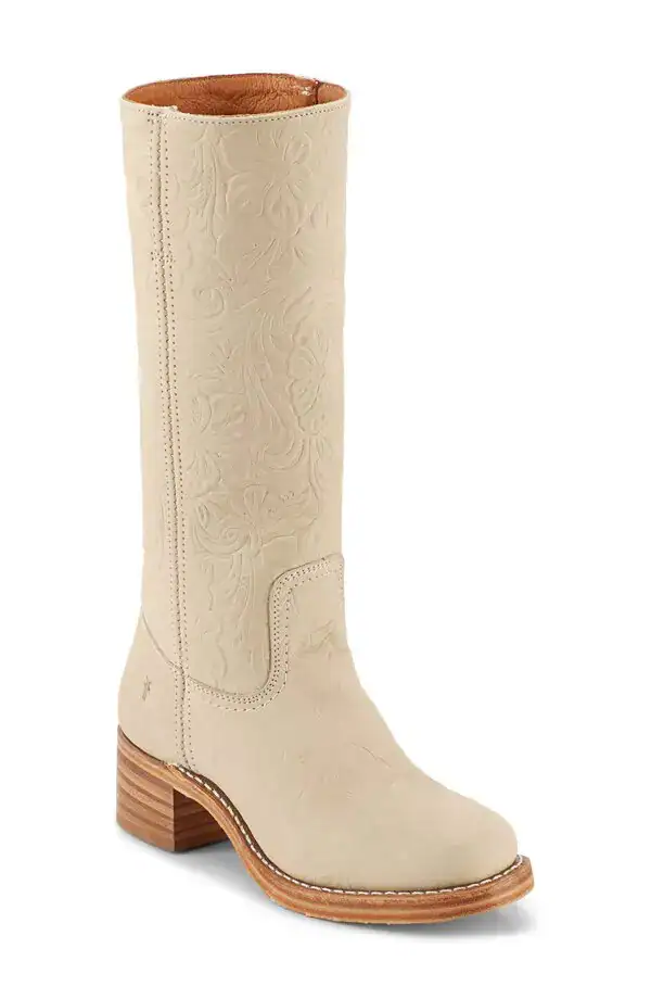 Frye Campus 14l' Boot - Ivory Floral Leather | Editorialist