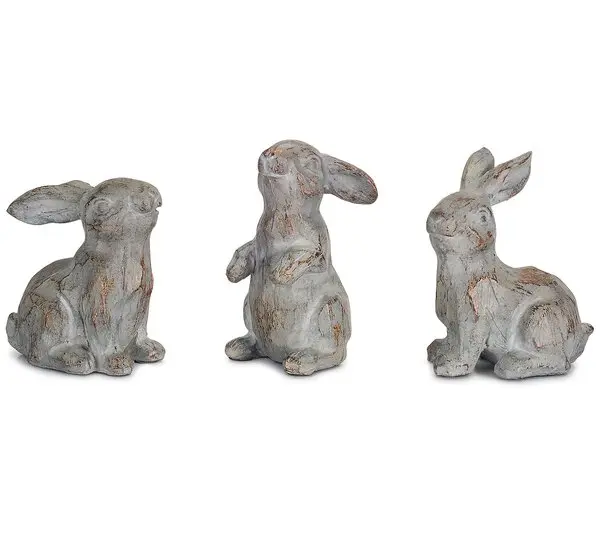 MELROSE Washed Stone Garden Rabbit Figurine