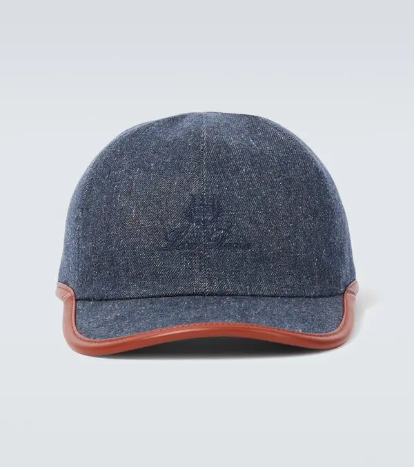 Loro Piana Leather-trimmed Denim Baseball Cap - Blue