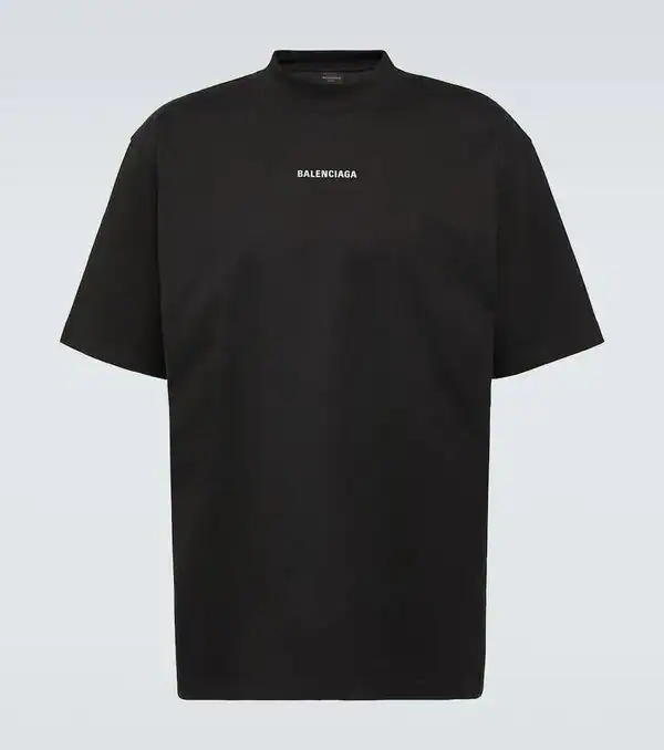 Balenciaga Logo Cotton Jersey T-Shirt - Black | Editorialist