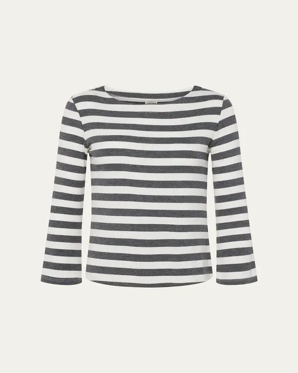 L'Agence Lucille Striped Boat-Neck Shirt Marengowh Editorialist